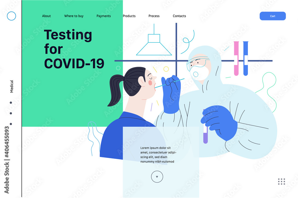 Medical tests web template - testing for COVID-19 - modern flat vector ...