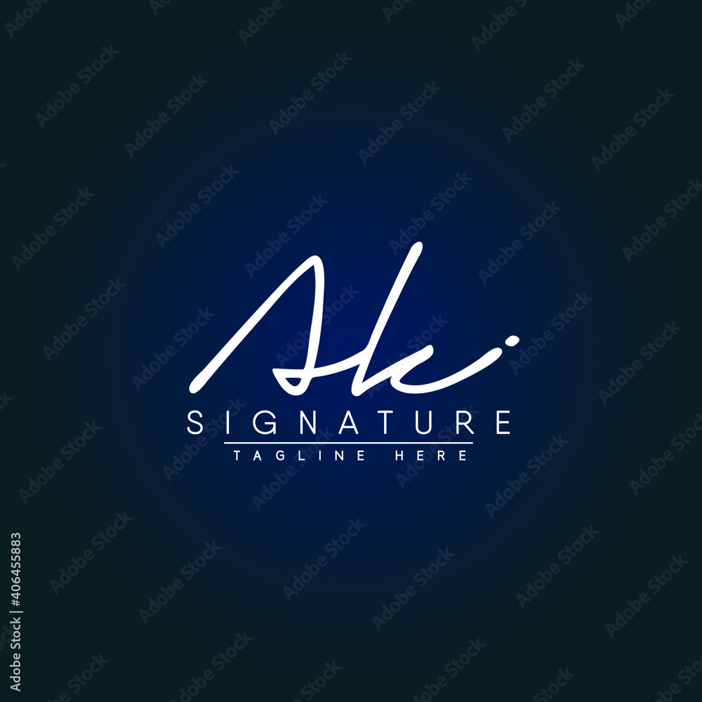 AK Signature Logo - Hand Drawn Vector Logo for initial Letter A and K ...