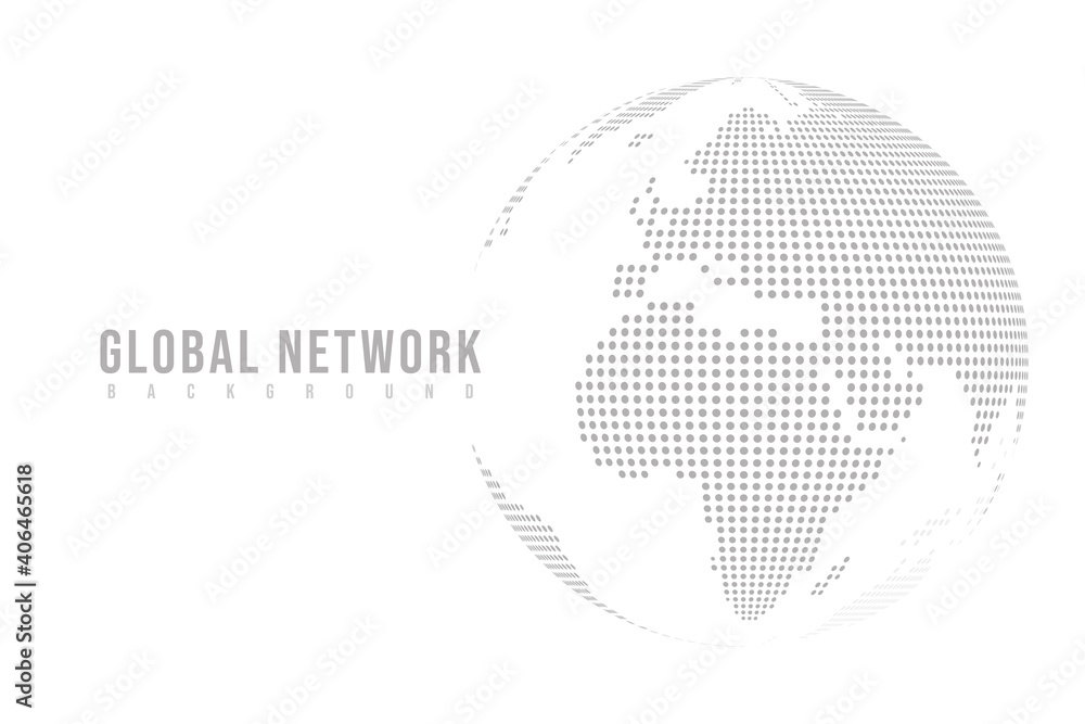 Abstract mash line and point scales on white background with Global ...