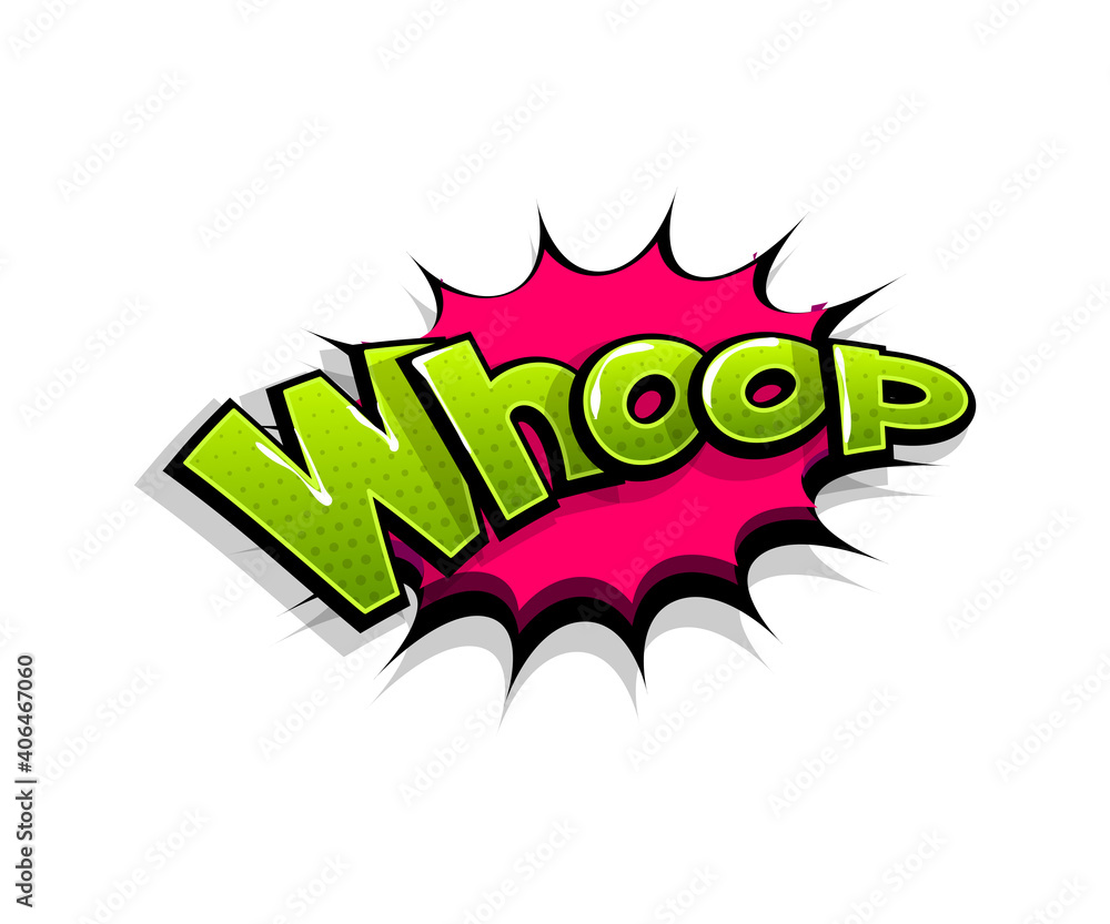 Lettering Whop, whoop, wow. Comic text logo sound effects. Vector ...
