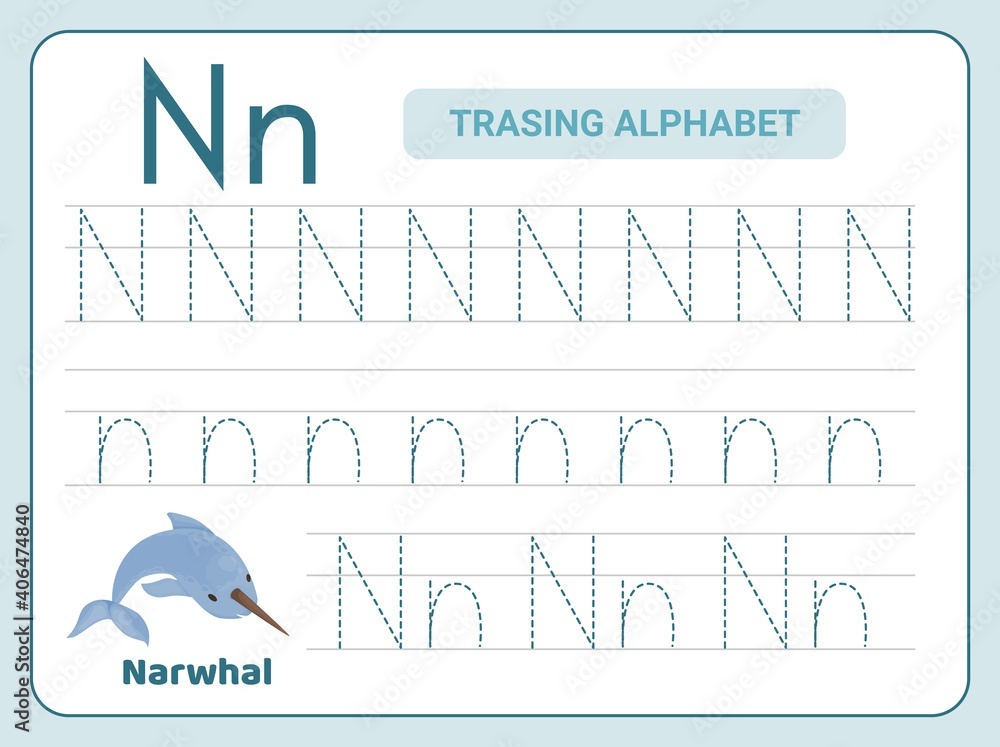 Alphabet tracing practice Letter N. Tracing practice worksheet ...