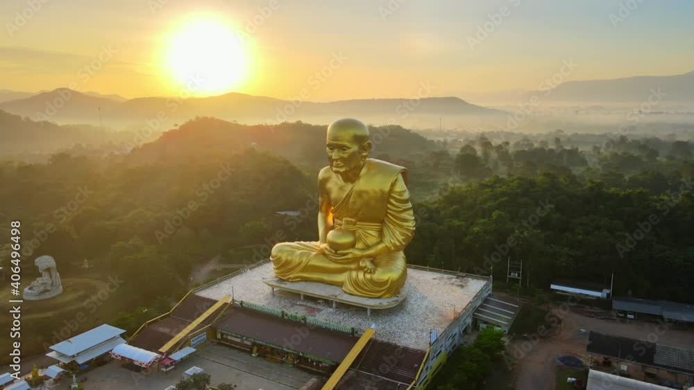 4k Stunning statue of Luang Phor Thuat at dawn, biggest in the world ...