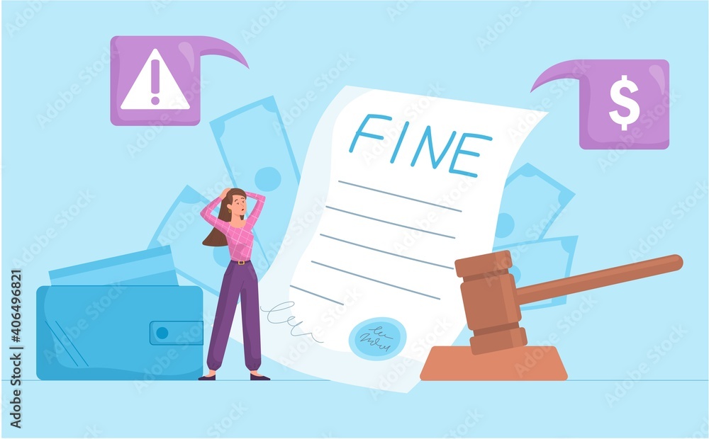 Payment of a fine with legal document Stock Vector | Adobe Stock