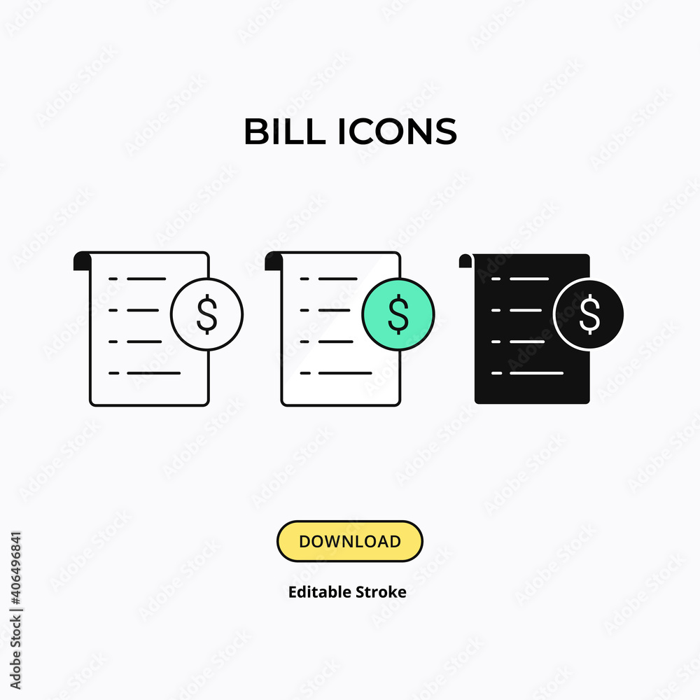 Bill icons, Invoice symbols, Payment icons, Medical bills, Banking ...