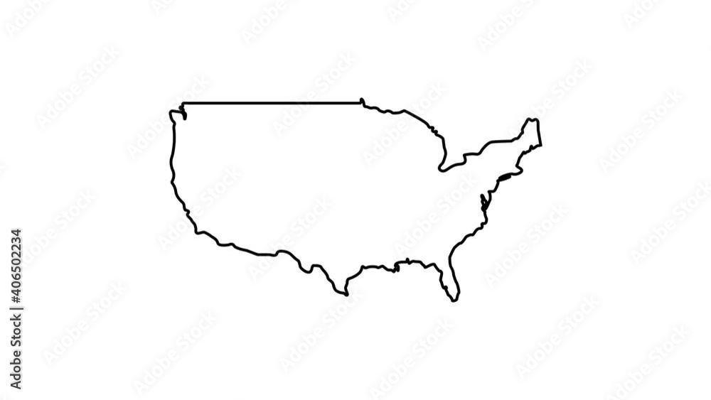 Map of United States of America showing different states. Animated usa ...