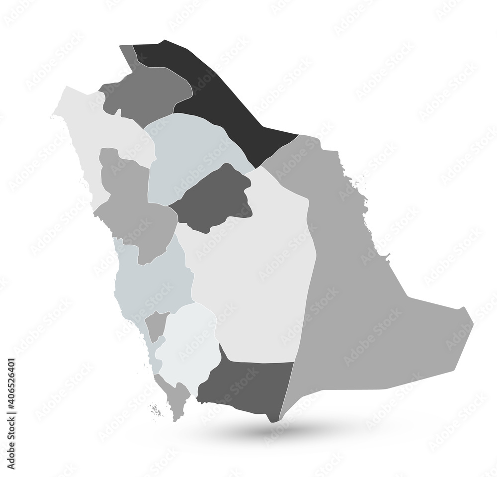 Administrative Divisions Map of Saudi Arabia Stock Vector | Adobe Stock