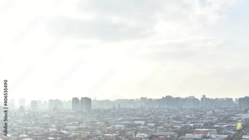 Santiago de Chile sunset. A beautiful panoramic view of the skyline ...