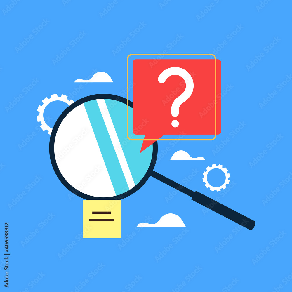 Guides FAQ support question mark phone call concept. Vector flat ...