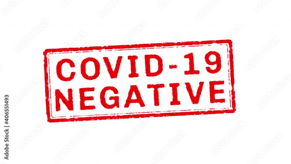Covid-19 Negative Text Stamp effects Animation on White Background and ...