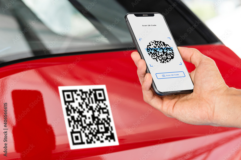 Unlocking car by qr code and smartphone Stock Photo | Adobe Stock