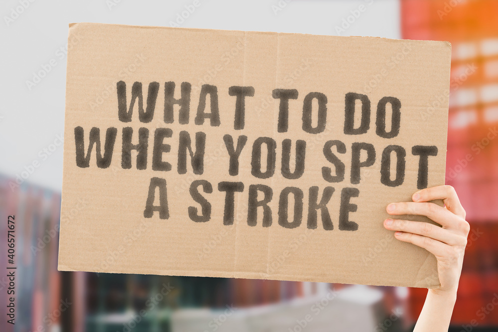 The question " What are the warning signs of stroke? " on a banner in ...