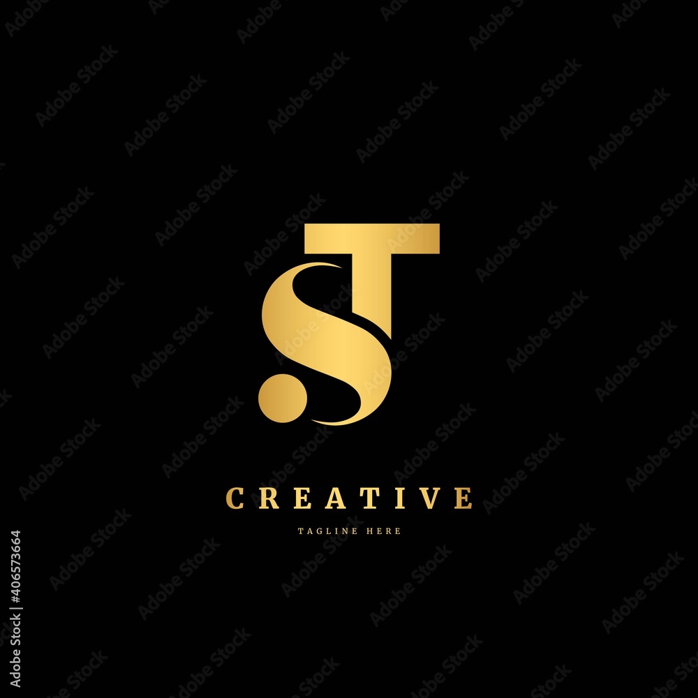 Initial letter ST logotype. Monogram logo design template. Minimalis ...