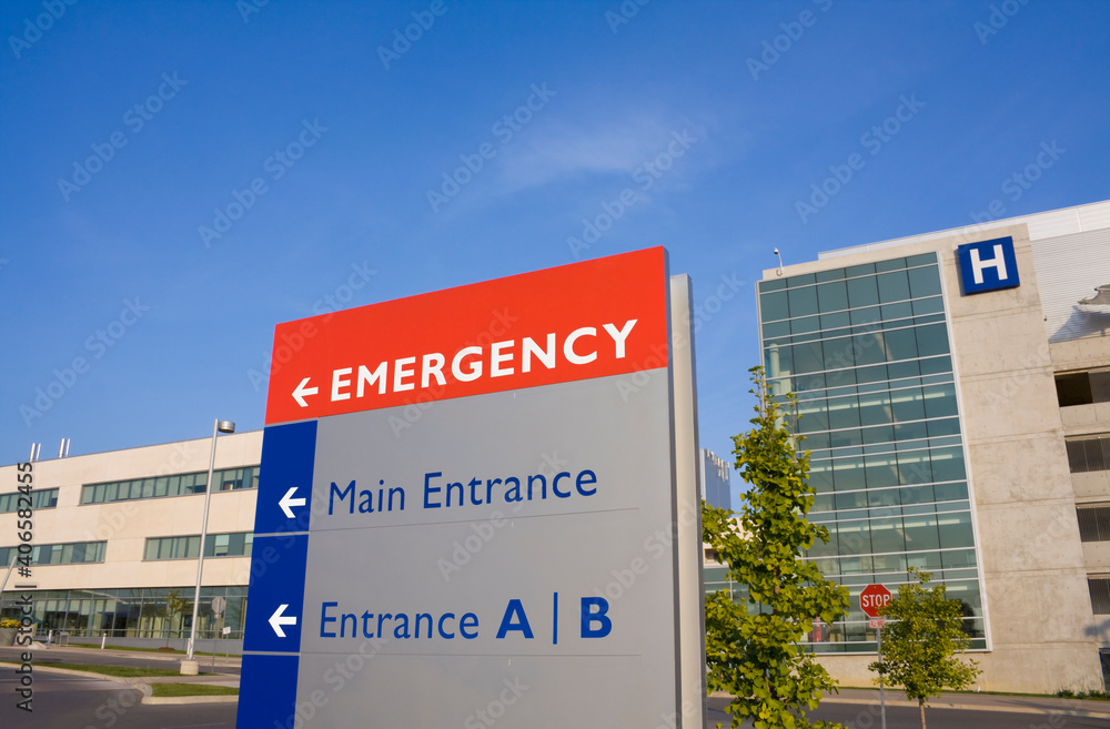 Modern hospital and emergency sign Stock Photo | Adobe Stock