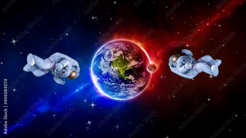 Two Astronauts Falling On Deep Space background with twinkle stars - 4K ...