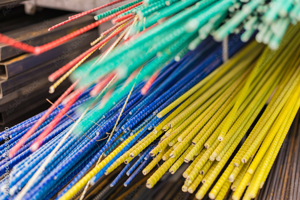 Fiberglass reinforcement in different colors and thicknesses. Spiral ...