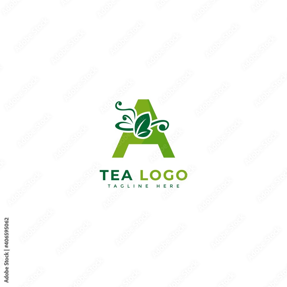 Initial letter A tea logotype. Minimalist tea leaves logo concept, fit ...