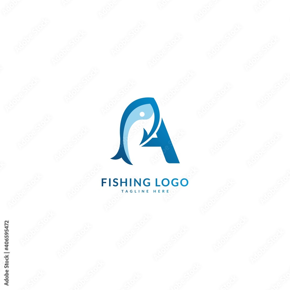 Vetor de Initial letter A logotype. Minimalist fish logo concept, fit ...