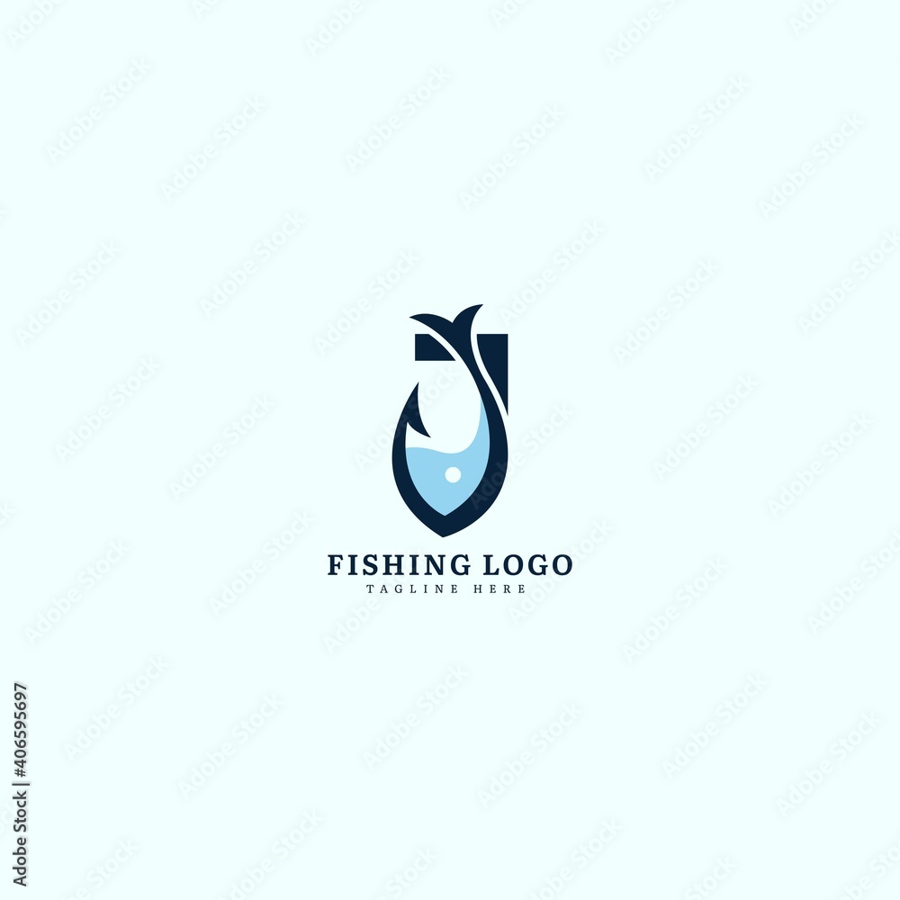 Initial letter J logotype. Minimalist fish logo concept, fit for ...
