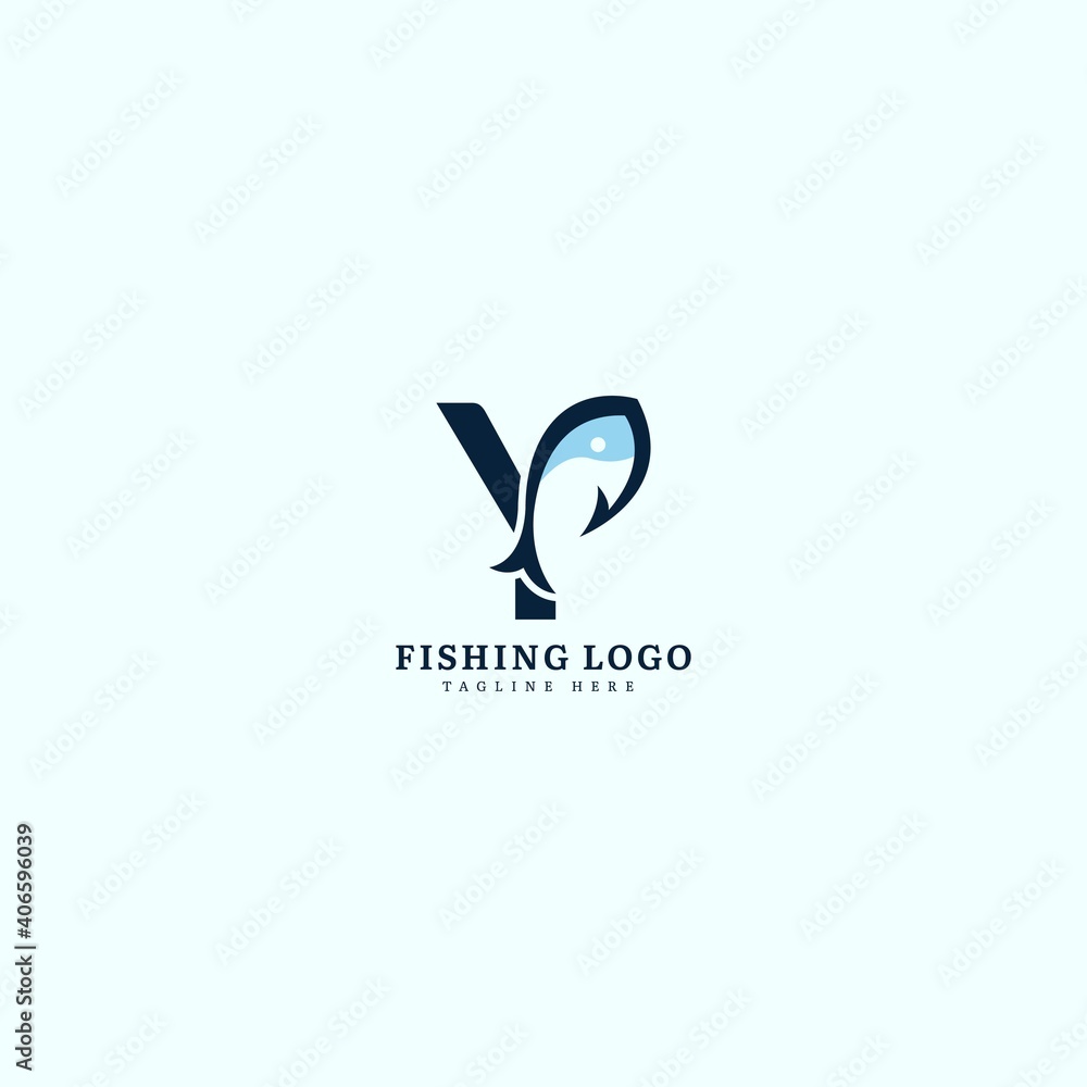 Vetor de Initial letter Y logotype. Minimalist fish logo concept, fit ...