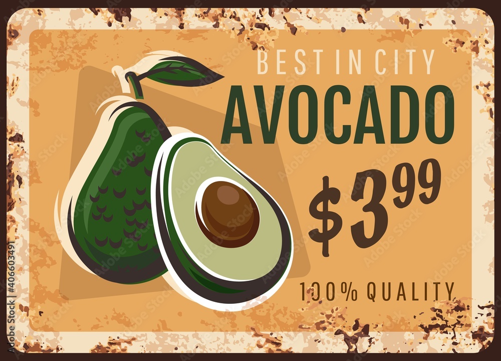 Avocado metal plate rusty, fruits and vegetables food farm market price ...