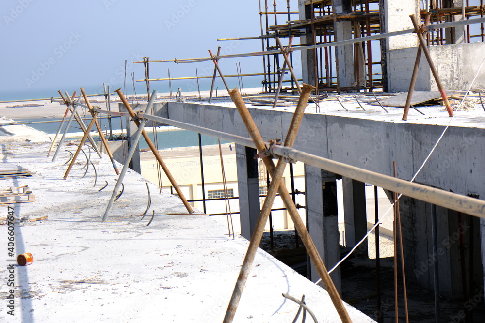 safety railing on the roof slab to avoid any kind of accident Stock ...