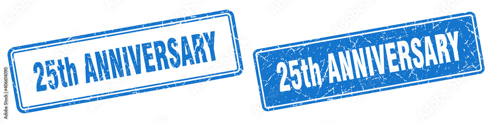 25th anniversary stamp set. 25th anniversary square grunge sign Stock ...