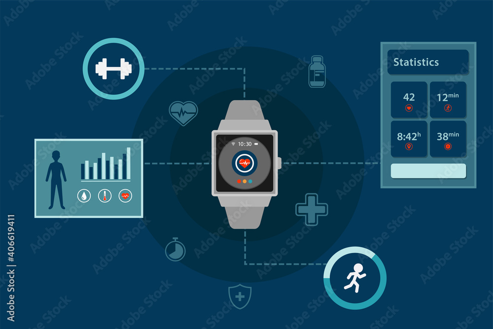 smartwatch infographic for wearable health monitoring technology ...