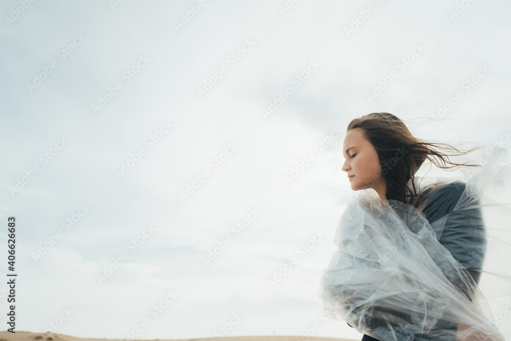 Female freedom. Inner peace. Future hope. Tranquility inspiration. Art ...