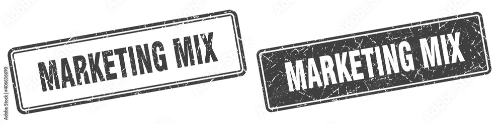 marketing mix stamp set. marketing mix square grunge sign Stock Vector ...