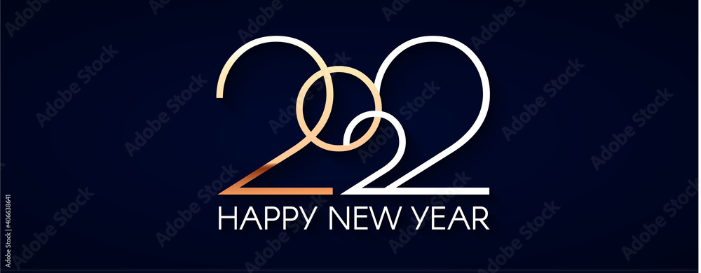 Happy new 2022 year Elegant gold text with light. Minimalistic text ...