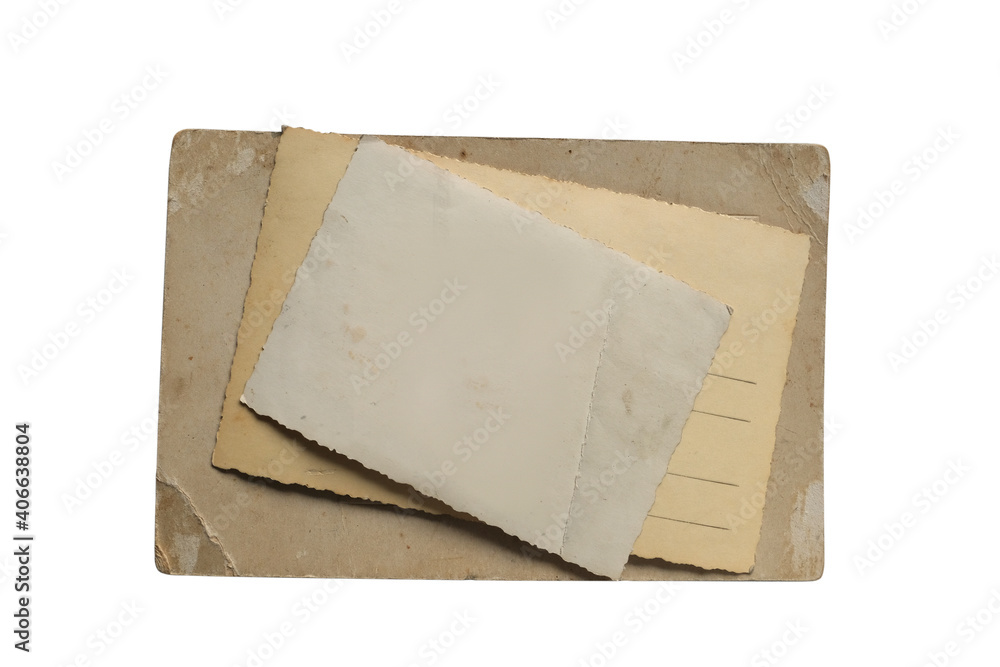 empty mock up, old photopaper on white isolated background, set of ...