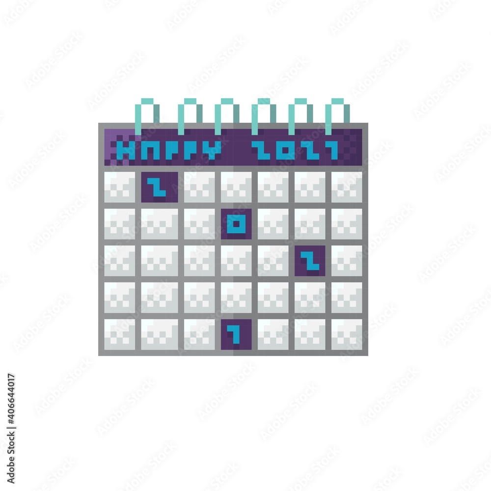 Calendar 2021 pixel art. Vector illustration. Vector pixel art. Stock ...