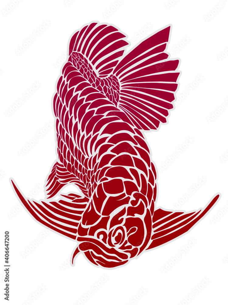 Beautiful design vector logo of dragon arwana fish with beautiful fins ...