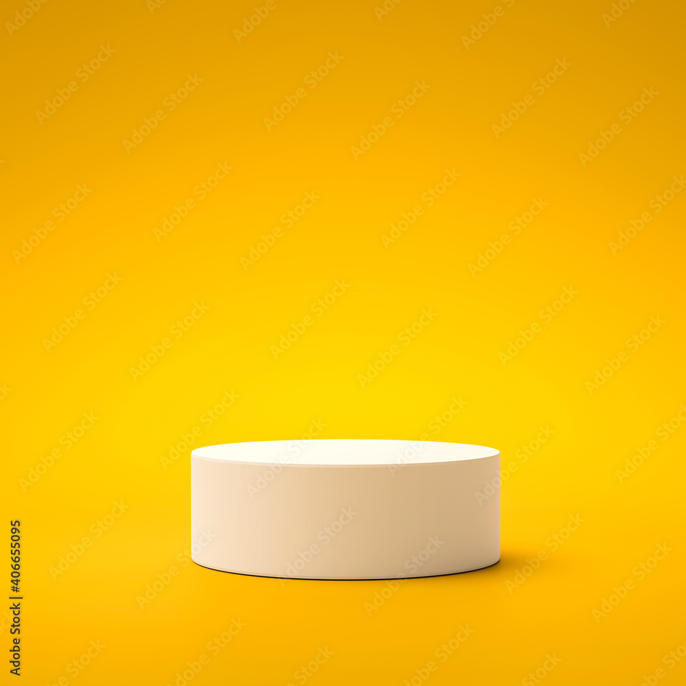 Yellow product background stand or podium pedestal on advertising ...