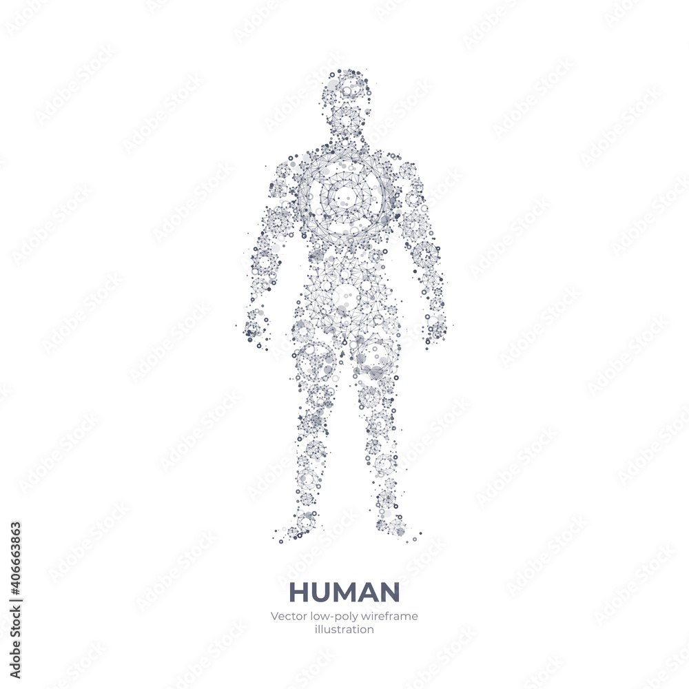 Digital 3d human body image consisting of gears isolated in white ...