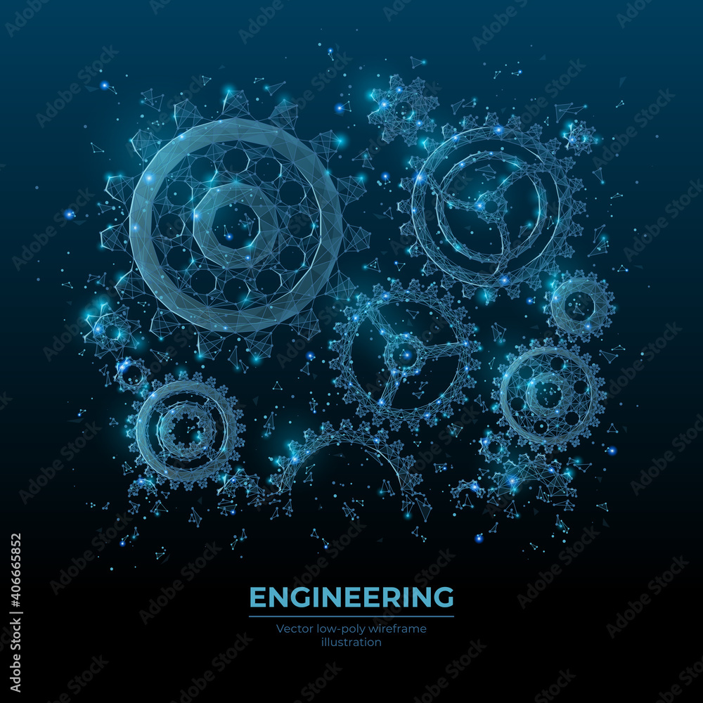 Abstract vector 3d gear wheels in dark blue. Cogs and gear wheel ...