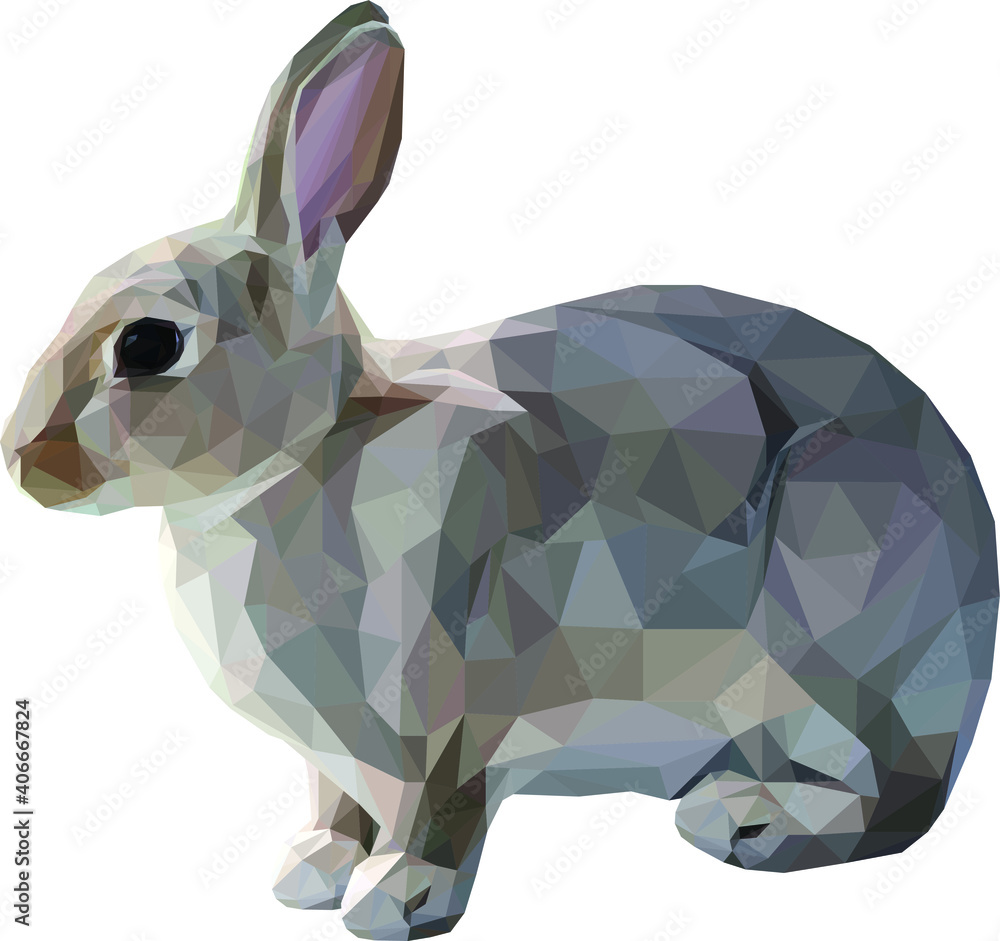 Geometrical illustration of a full bunny rabbit Stock Vector | Adobe Stock