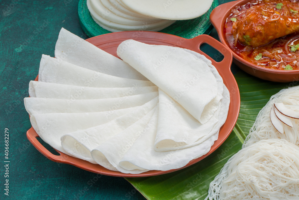 Chicken curry with pathir and ideyappam,a good combination of chicken ...