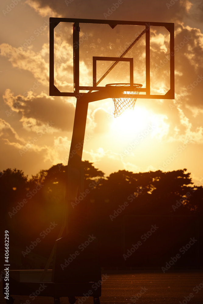basketball court at sunset Stock Photo | Adobe Stock