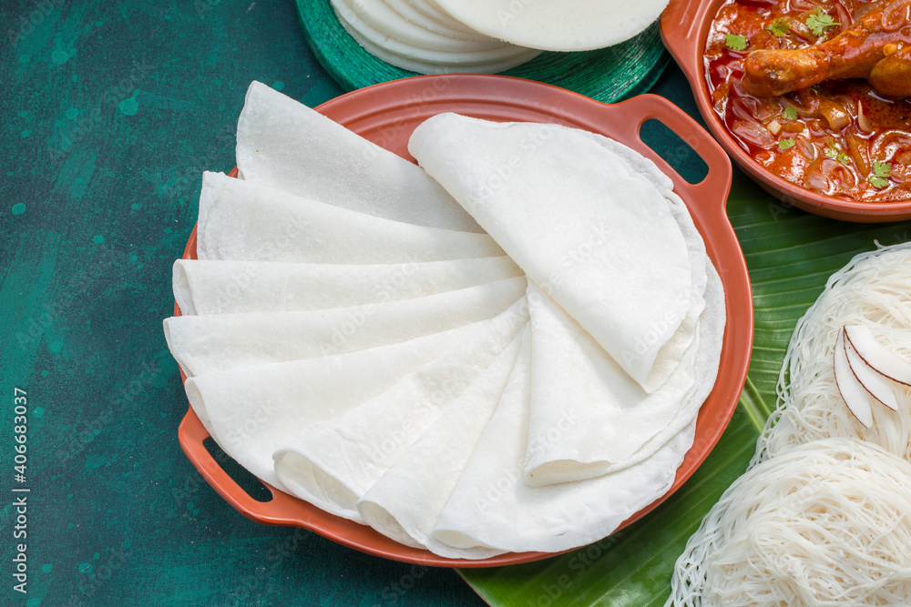 Chicken curry with pathir and ideyappam,a good combination of chicken ...