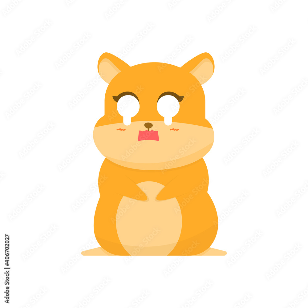 vector illustration of guinea pig or hamster character. the crying and ...
