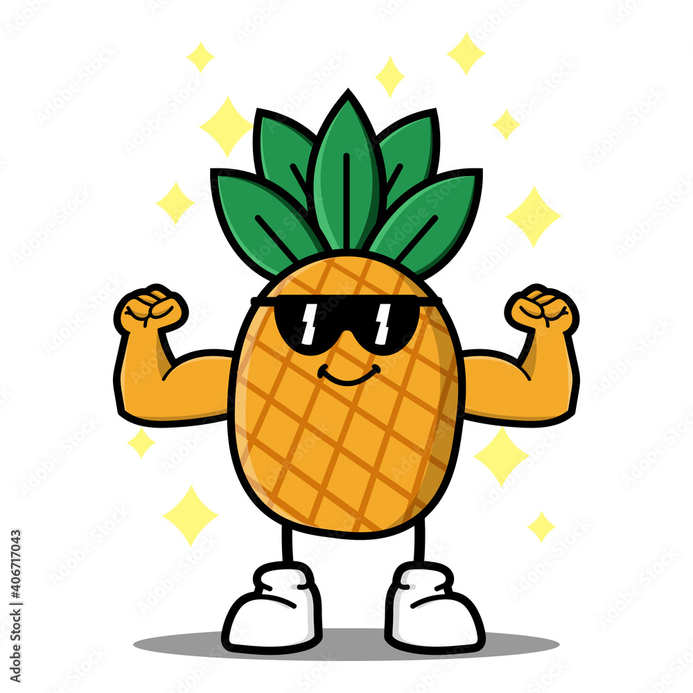 cute pineapple cartoon mascot character Stock Vector | Adobe Stock