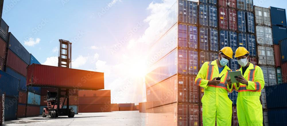 Smart Engineer or supervisor checking and control loading Containers ...