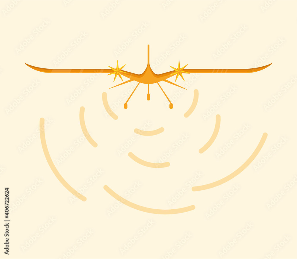 With radar and control sensors. Colorful unmanned aerial vehicle icon ...