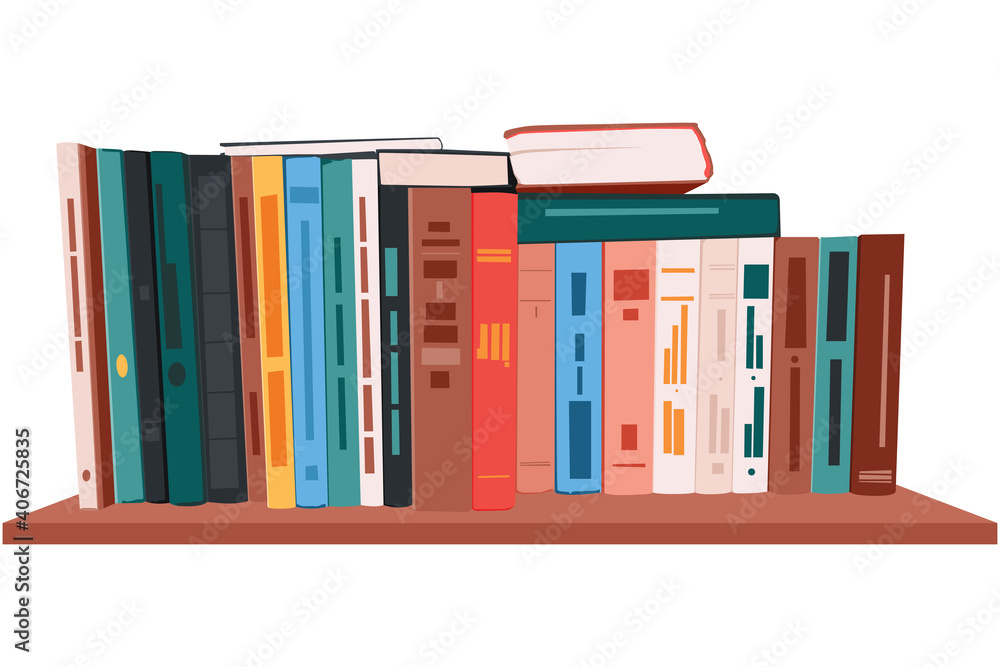 Bookshelf vector cartoon illustration isolated on a white background ...