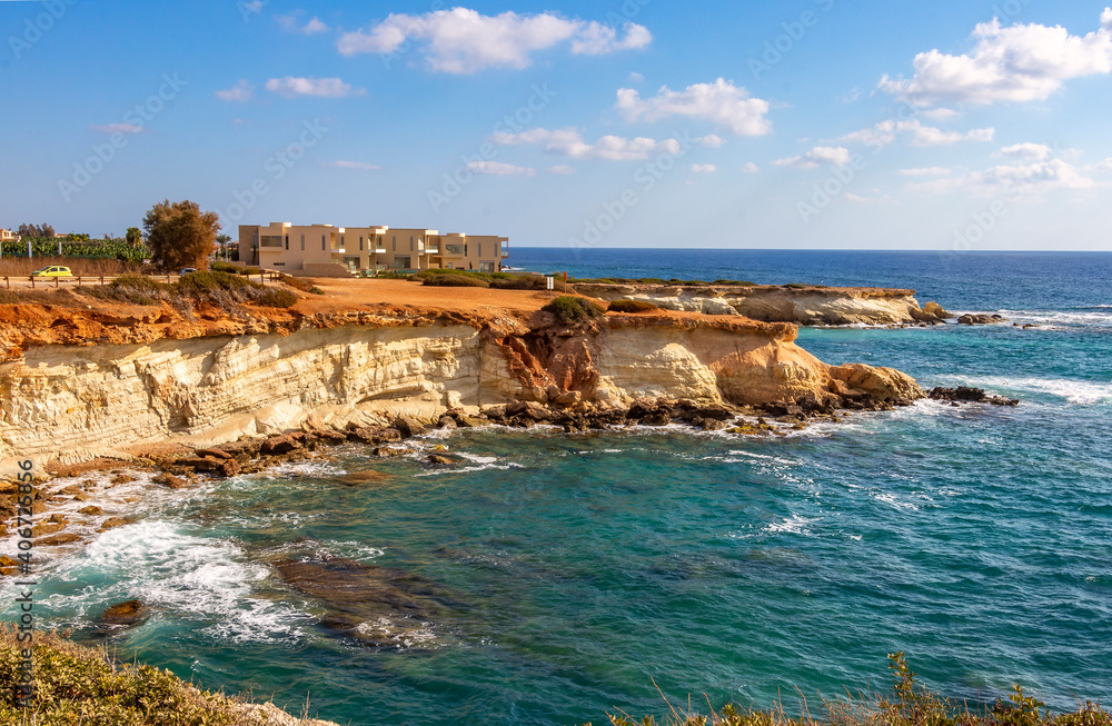 Sea Caves, Peyia, Paphos, Cyprus - breathtaking views of the steep ...