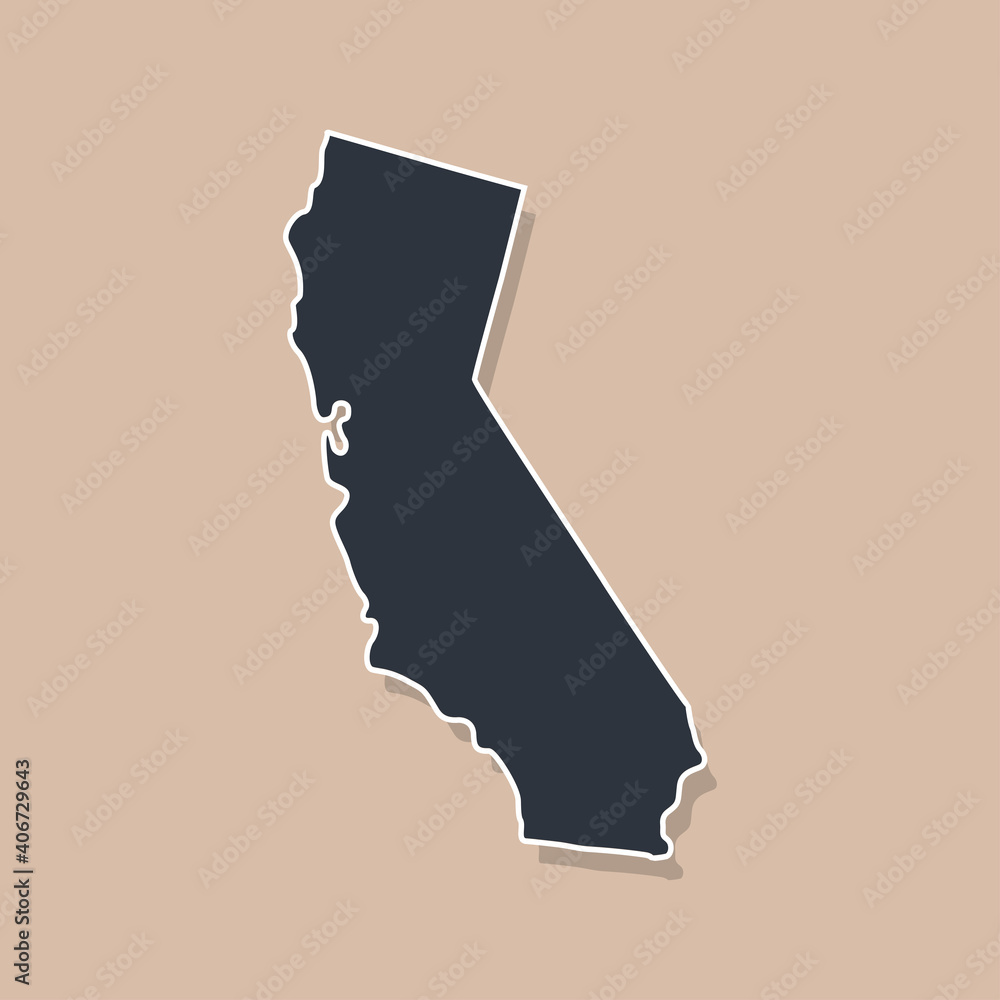 California state borders, United States of America. California border ...
