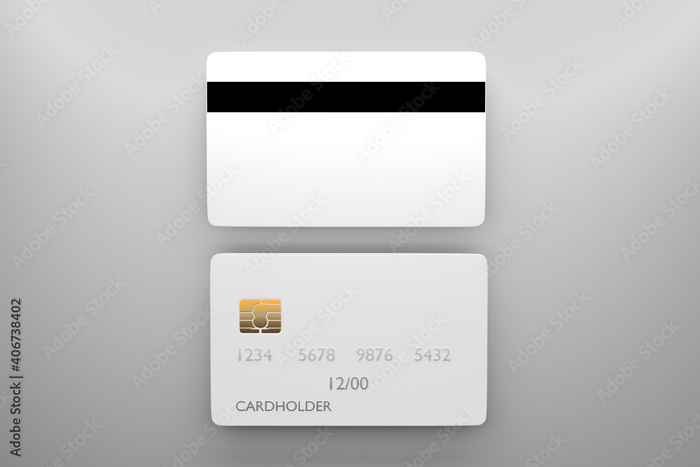 Bank card mockup with back side. Blank credit card template for your ...