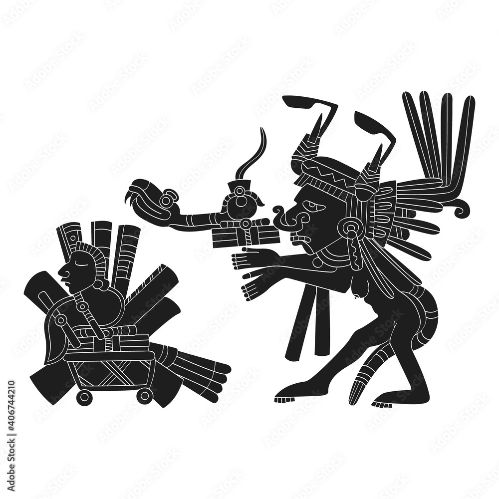 vector image with Aztec god Tlazolteotl.God of the vice and patroness ...