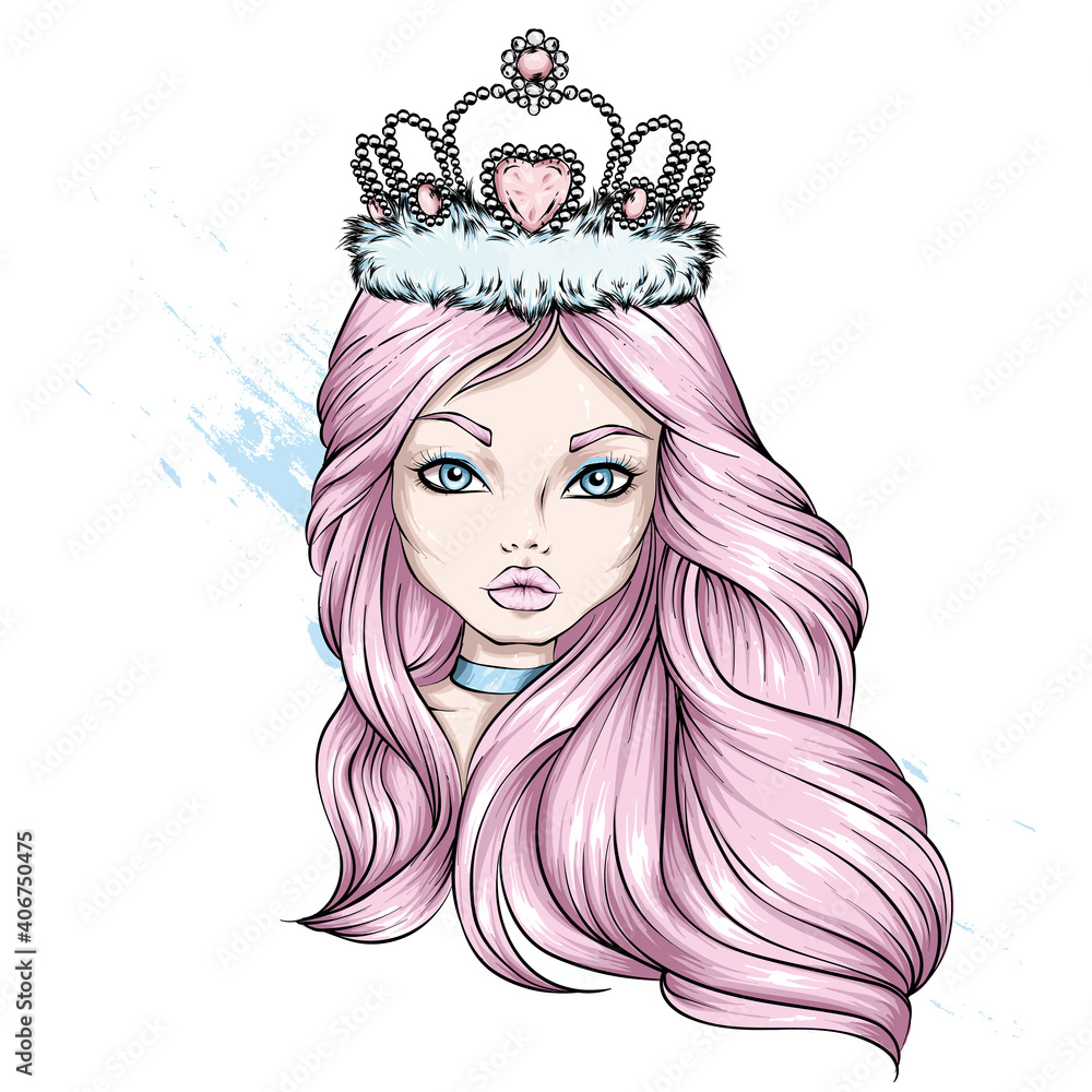 Beautiful girl in the crown. Fashion, style, clothing and accessories ...